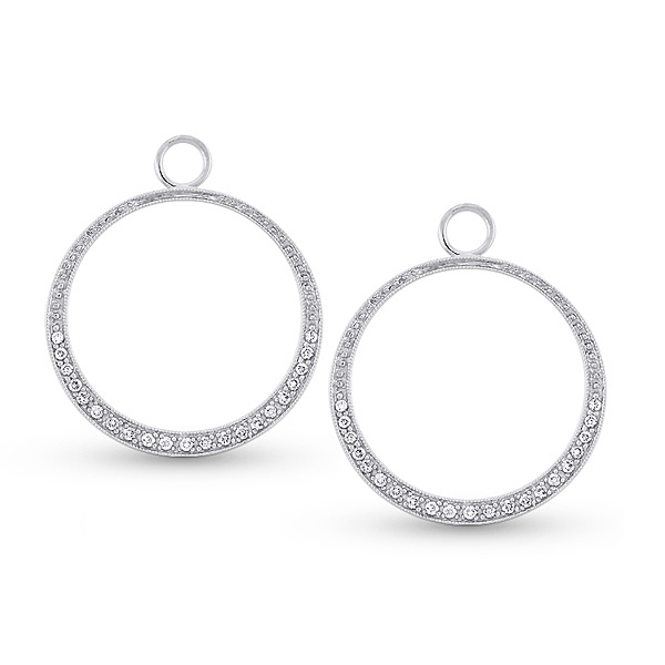 Diamond Medium Circle Earring Charms in 14k White Gold with 42 Diamonds ...