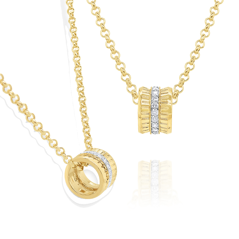14k Gold and Diamond Bold Rondell Necklace
